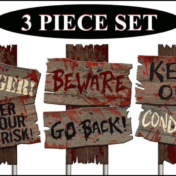Holiday | New 3 Piece Scary Halloween Outdoor Decorations Yard Signs ...